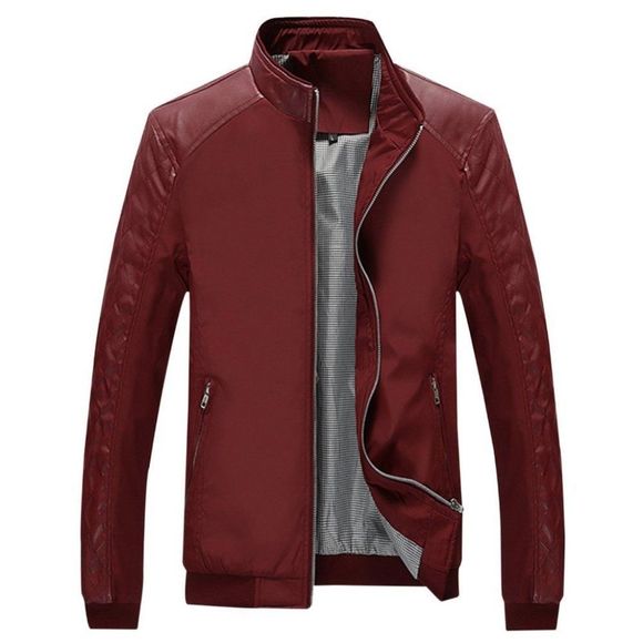 Jackets & Coats | Mens Casual Stand Collar Bomber Jacket Wine Red ...